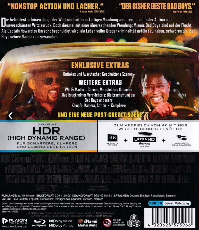 OFDb - Bad Boys: Ride or Die (2024) - Ultra HD Blu-ray: Sony / Plaion Pictures [UHD+BD]