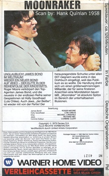 OFDb - Moonraker - Streng geheim (1979) - Video: Warner Home Video (1. Auflage)