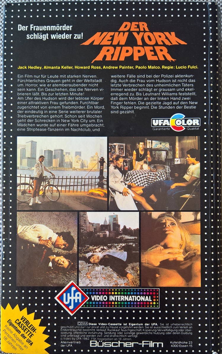 OFDb - Der New York Ripper (1982) - Video: UFA (1. Auflage)