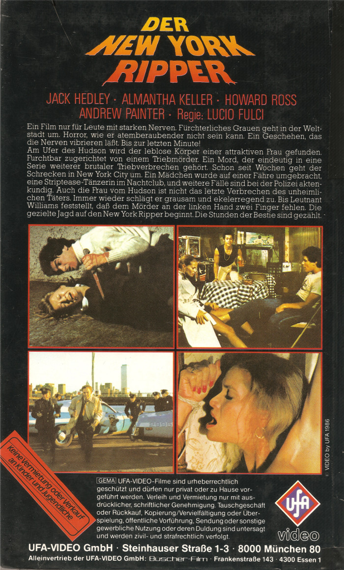 OFDb - Der New York Ripper (1982) - Video: UFA (2. Auflage)